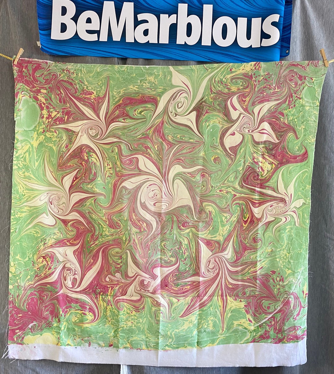 Marbled Fabric, Hand-painted Fabric, Water Marbling, Marbleized Cotton ...