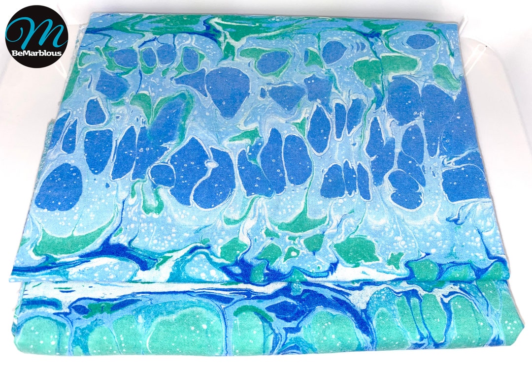 Marbled Fabric Hand-painted Fabric Water Marbling Marbleized Cotton ...