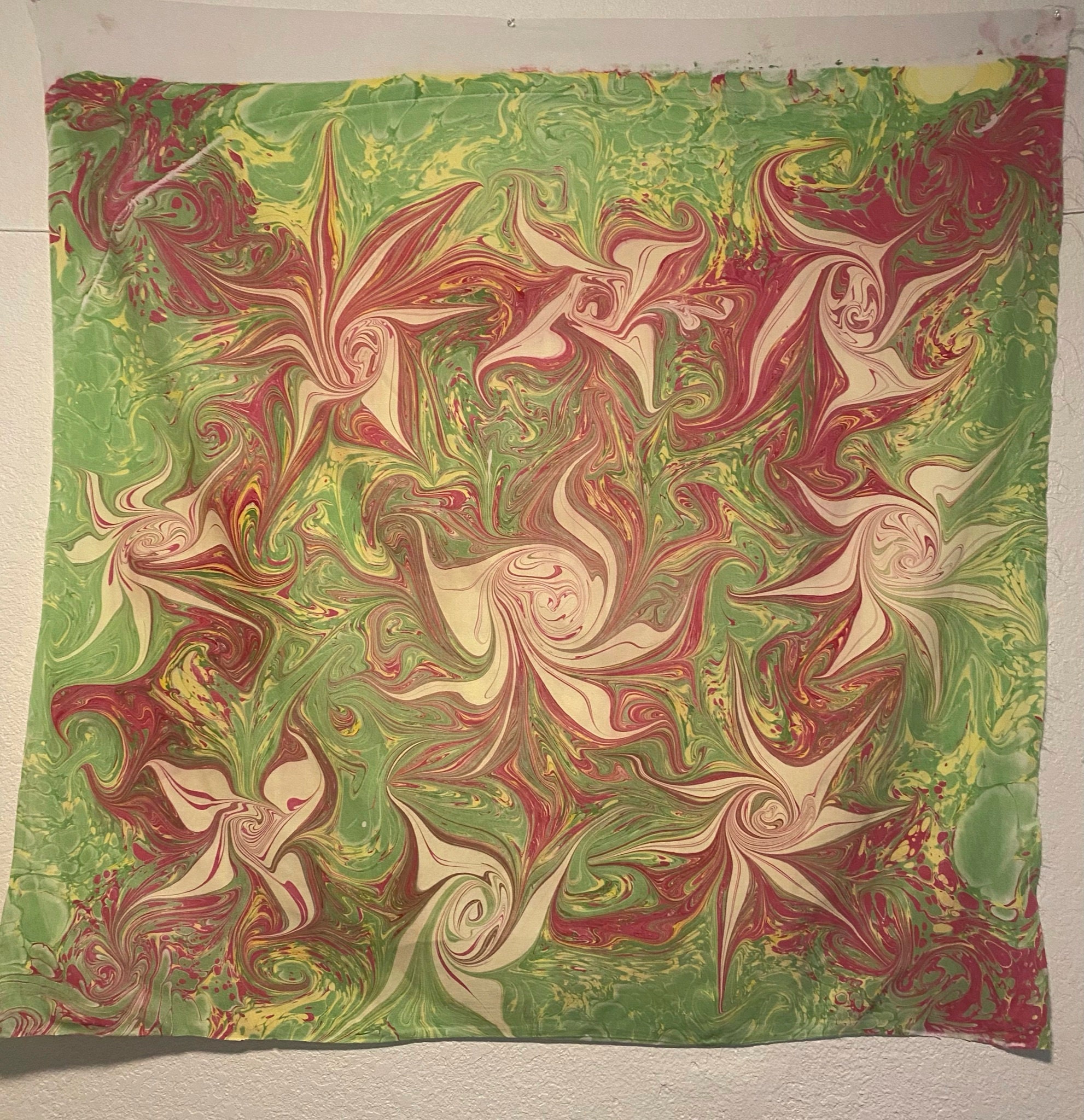 Marbled Fabric, Hand-painted Fabric, Water Marbling, Marbleized Cotton ...