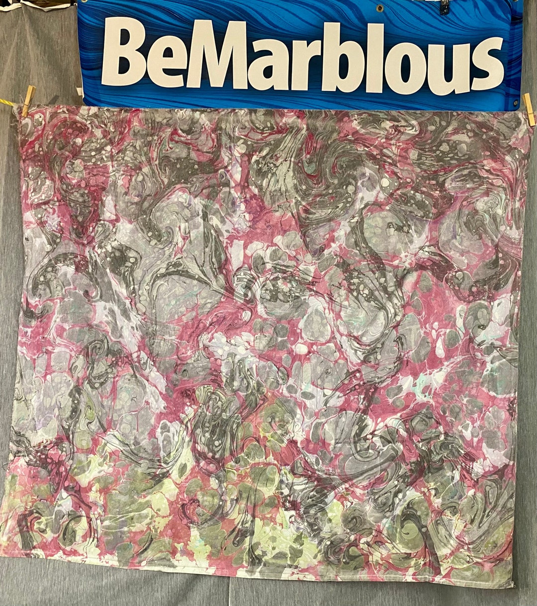 Marbled Fabric, Double-marbled, Hand-painted Fabric, Water Marbling ...