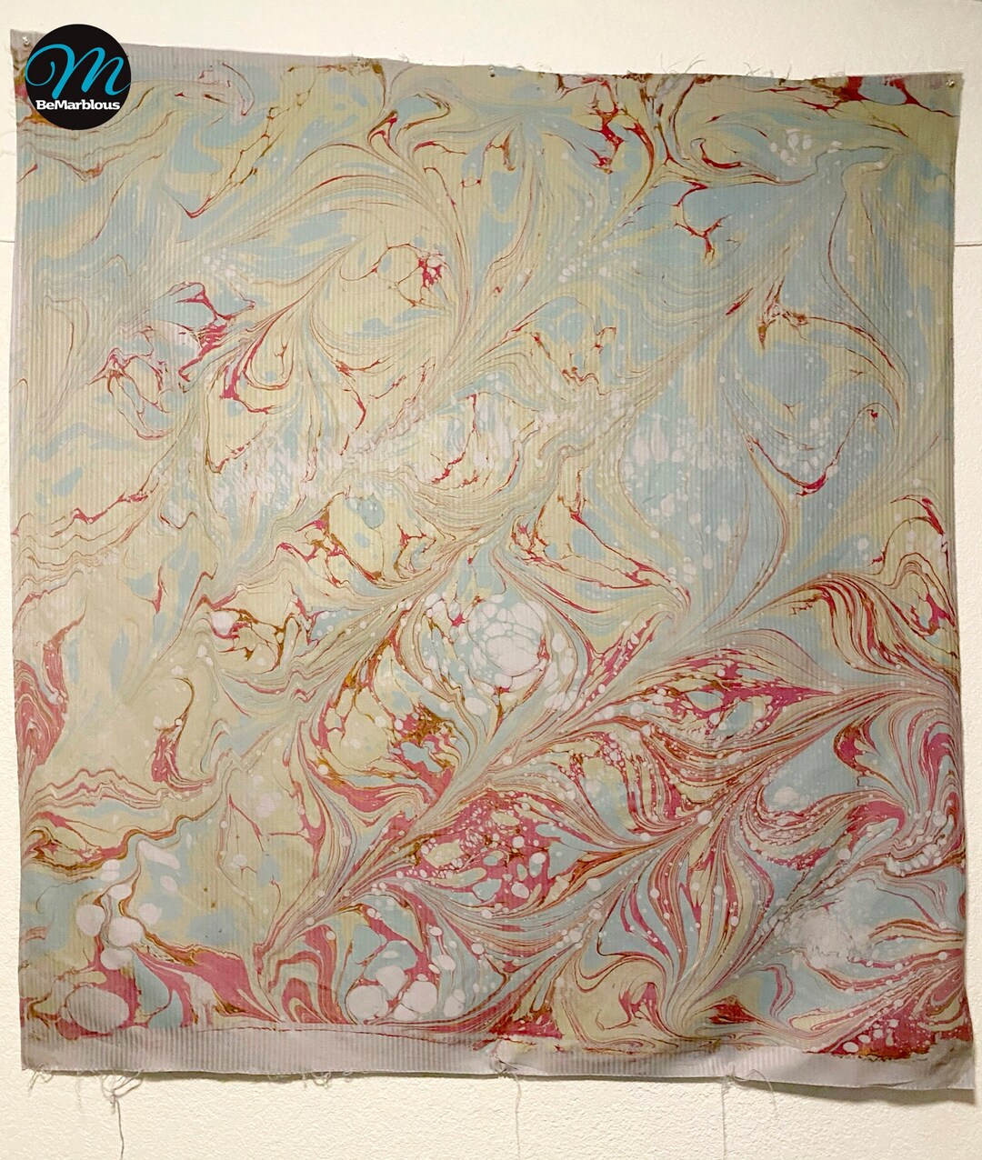 Marbled Fabric, Hand-painted Fabric, Water Marbling, Marbleized Cotton ...