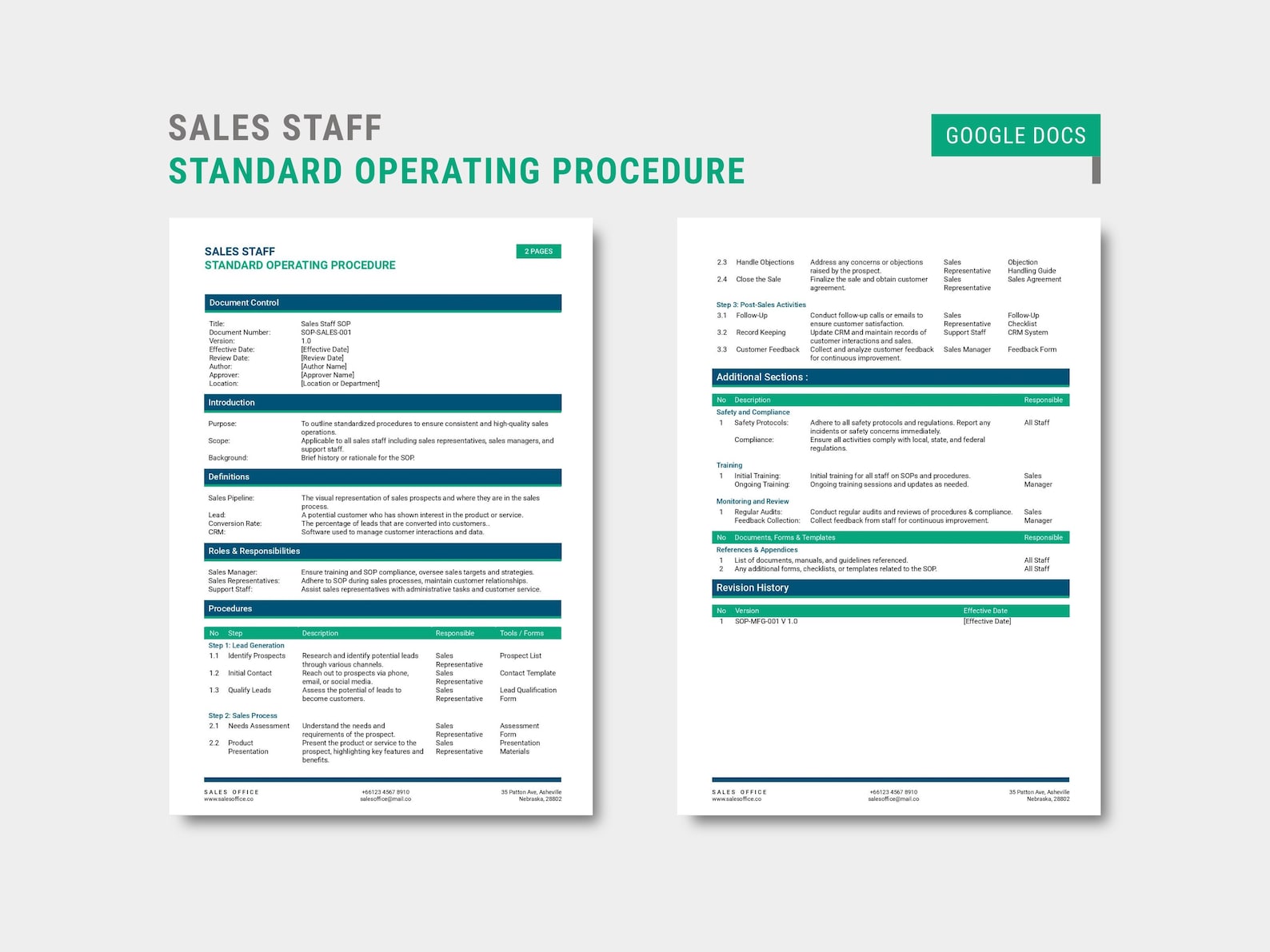 Sales SOP, Standard Operating Procedure Template, SOP Template ...