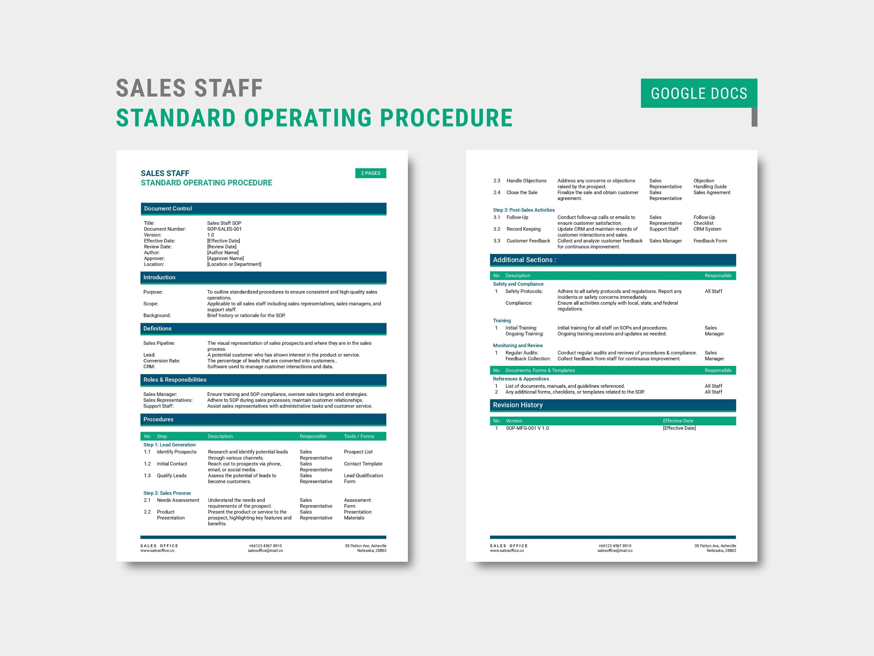 Sales SOP, Standard Operating Procedure Template, SOP Template ...