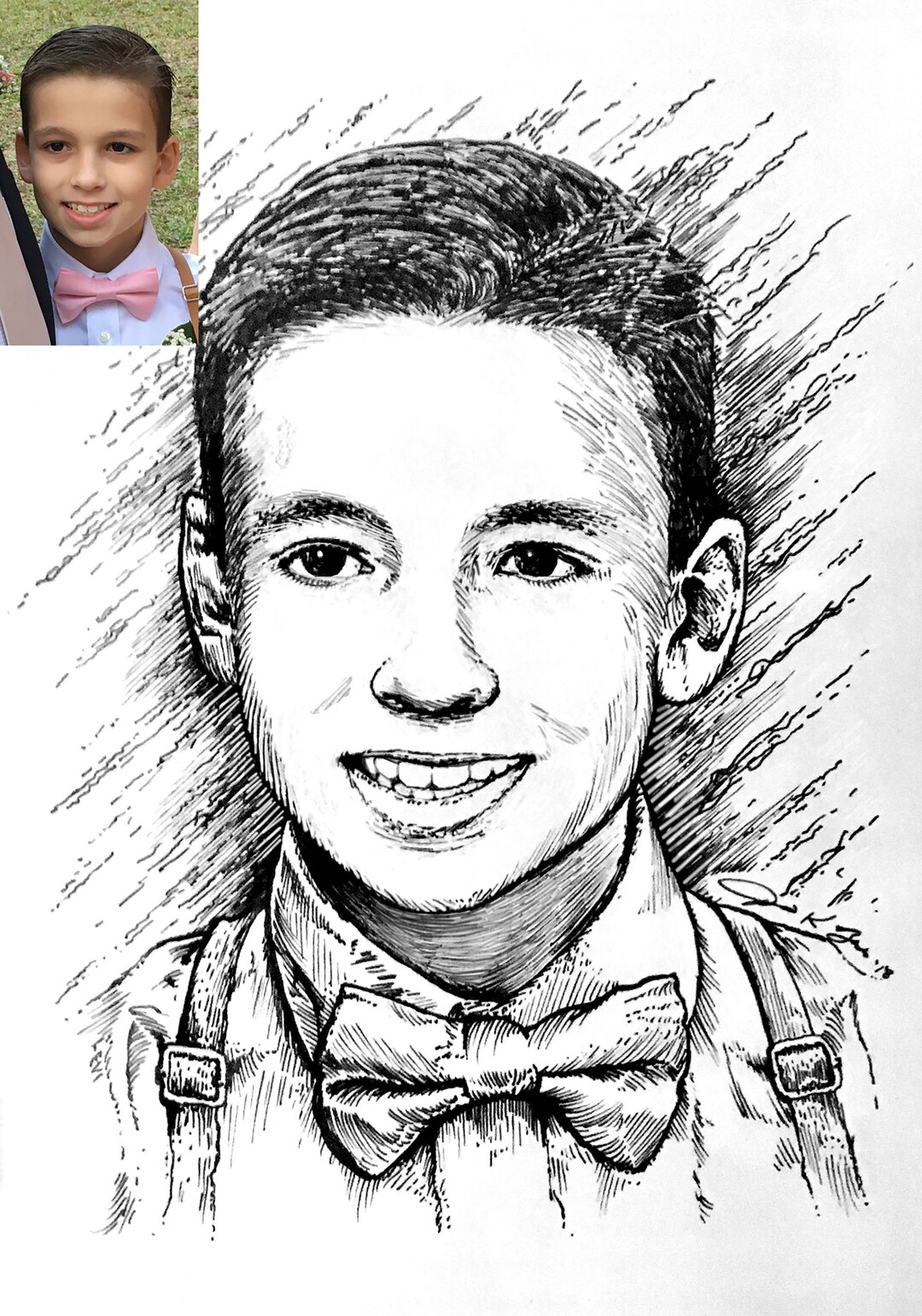 Custom Pen and Ink Child Portraits Illustrated - Etsy