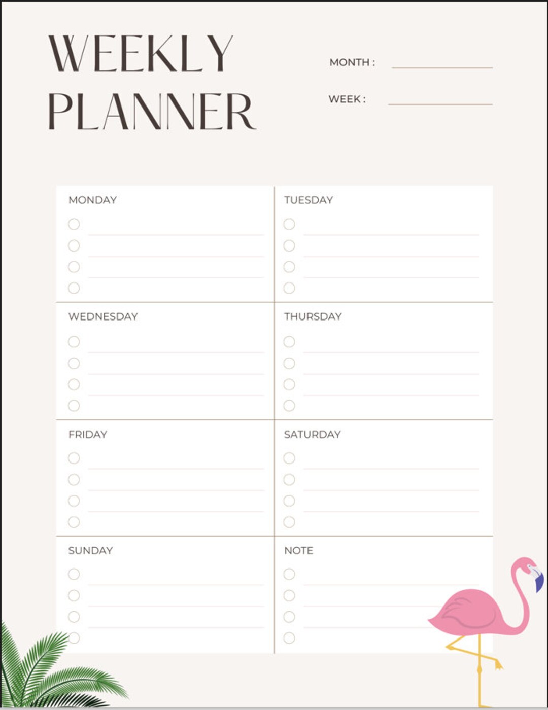 Tropical Weekly Planner - Etsy