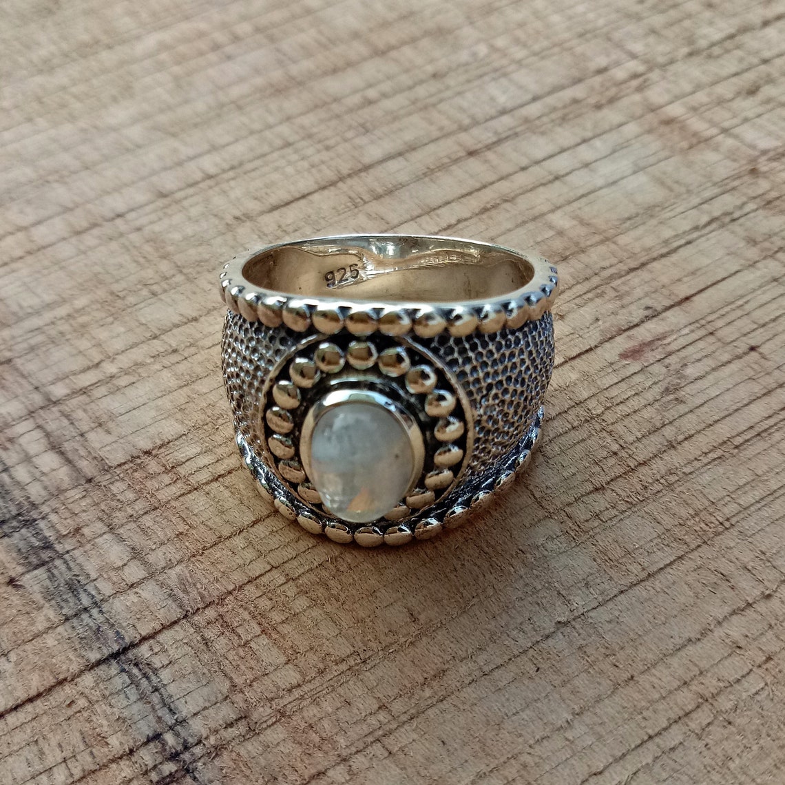 Natural Rainbow Moon Stone Ring 925 Sterling Silver Ring - Etsy