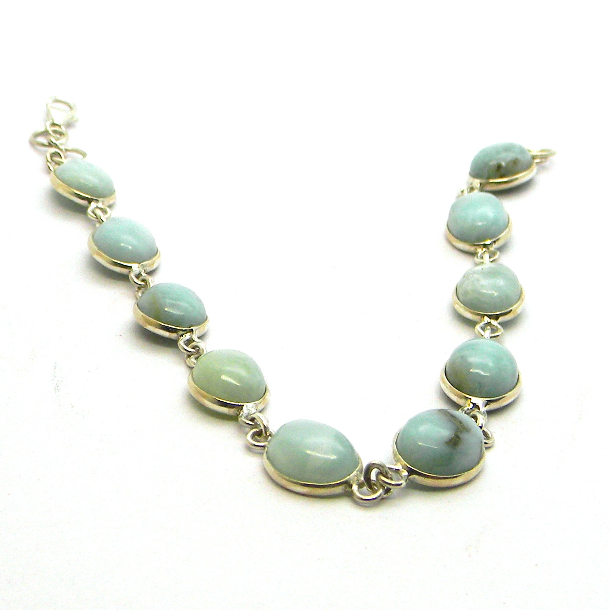 Amazing Solid Silver Larimar Gemstone Bracelet - Sterling Silver ...