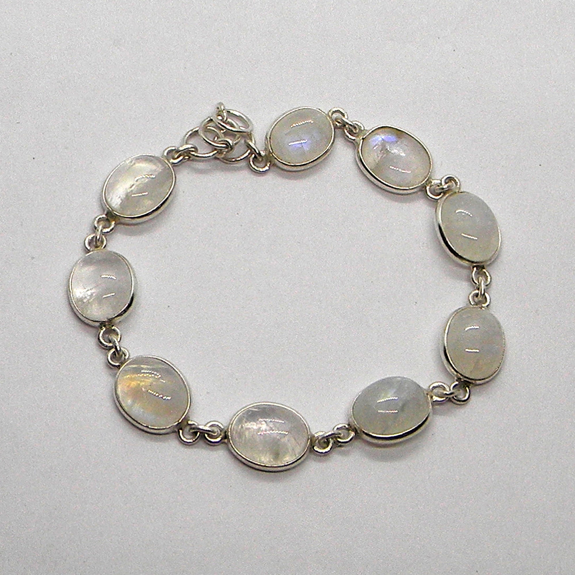 Natural Rainbow Moonstone 925 Sterling Silver Bracelet – Handmade ...