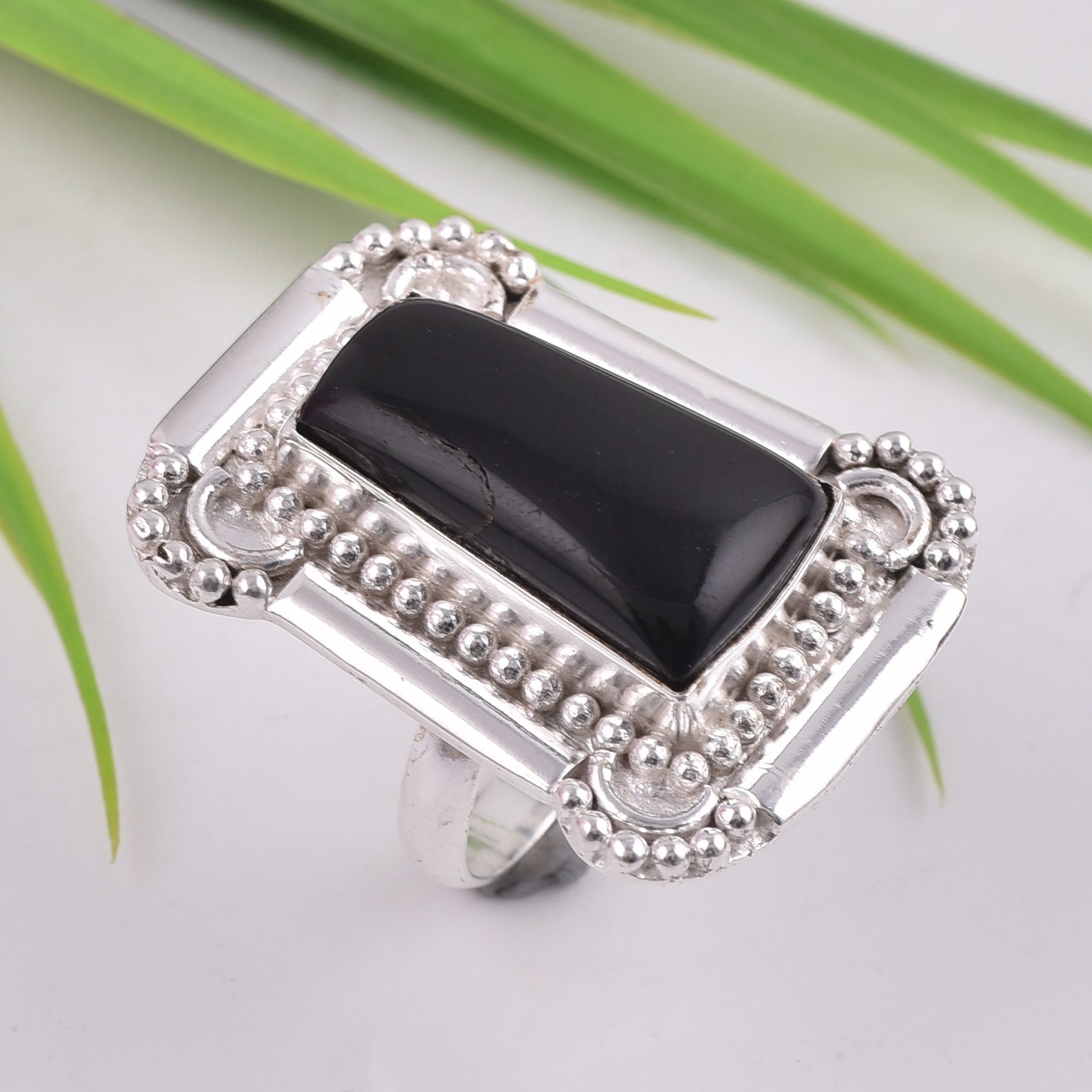 Natural Black Onyx Ring * Handmade Silver Ring * 925 Sterling Silver ...