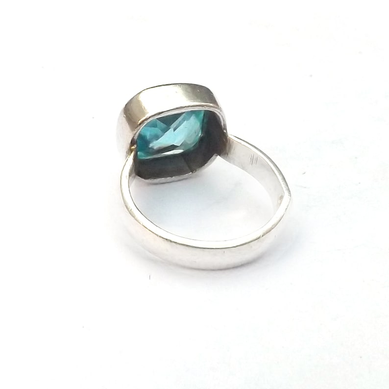Solid Silver Blue Topaz Ring 925 Sterling Silver Blue Topaz - Etsy