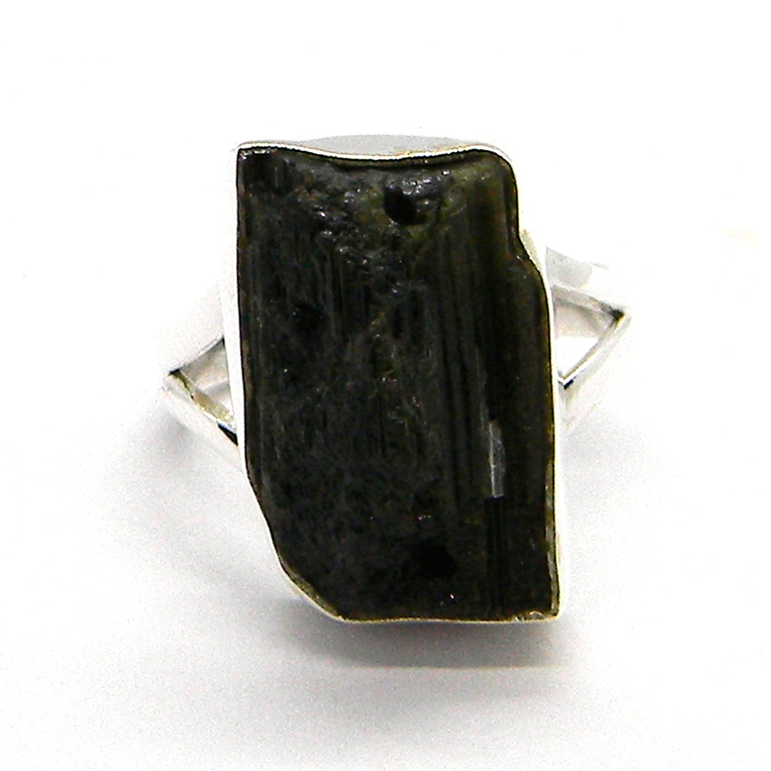 Black Tourmaline Rough Stone Ring Tourmaline Rough Stone Jewelry Black ...