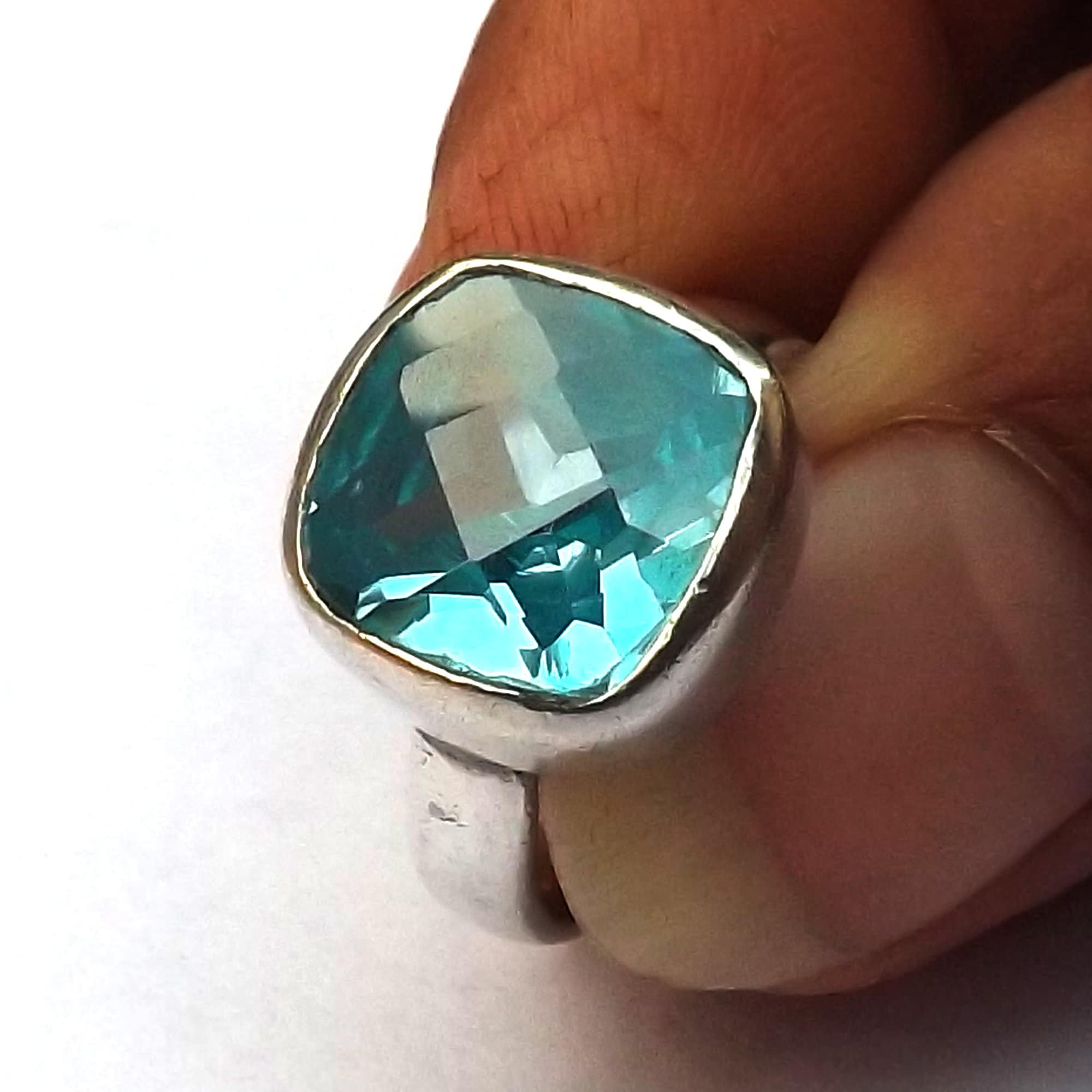 Solid Silver Blue Topaz Ring 925 Sterling Silver Blue Topaz | Etsy