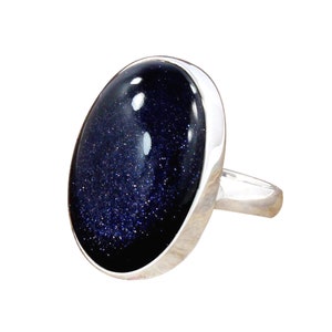 Midnight Blue Sunstone Ring - Sunstone Ring - Handmade Ring - Solid ...