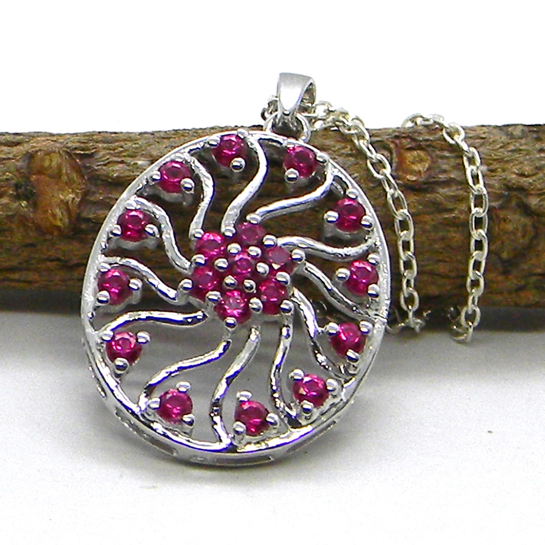 Handmade Sterling Silver Ruby Gemstone Necklace, Anniversary Gift - Etsy