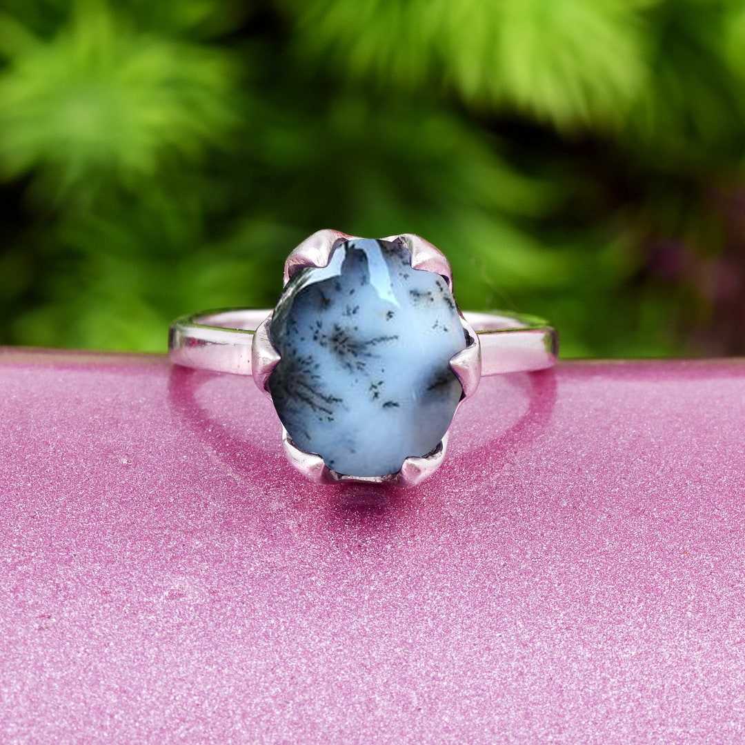 Unique Dendritic Opal Ring • Handmade Gemstone Ring • 925 Sterling Silver Ring • Personalized ...