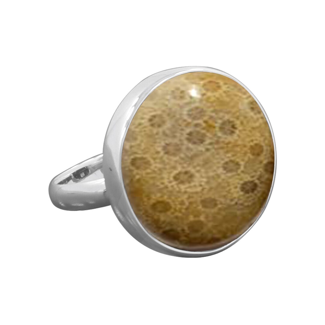 Fossil Coral Gemstone Rings-boho Ring 925 Sterling Solid Silver Ring ...