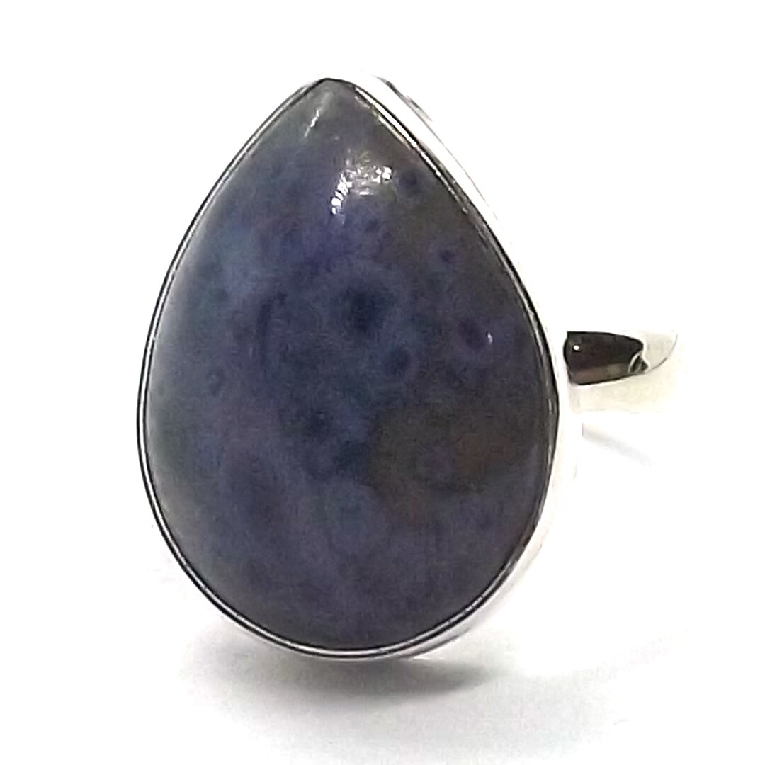 Sobber Dumortierite Ring Solid Silver Ring Dumortierite Sterling Silver ...