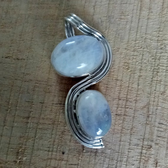 Natural Rainbow moon stone 925 sterling silver Pendant Solid | Etsy