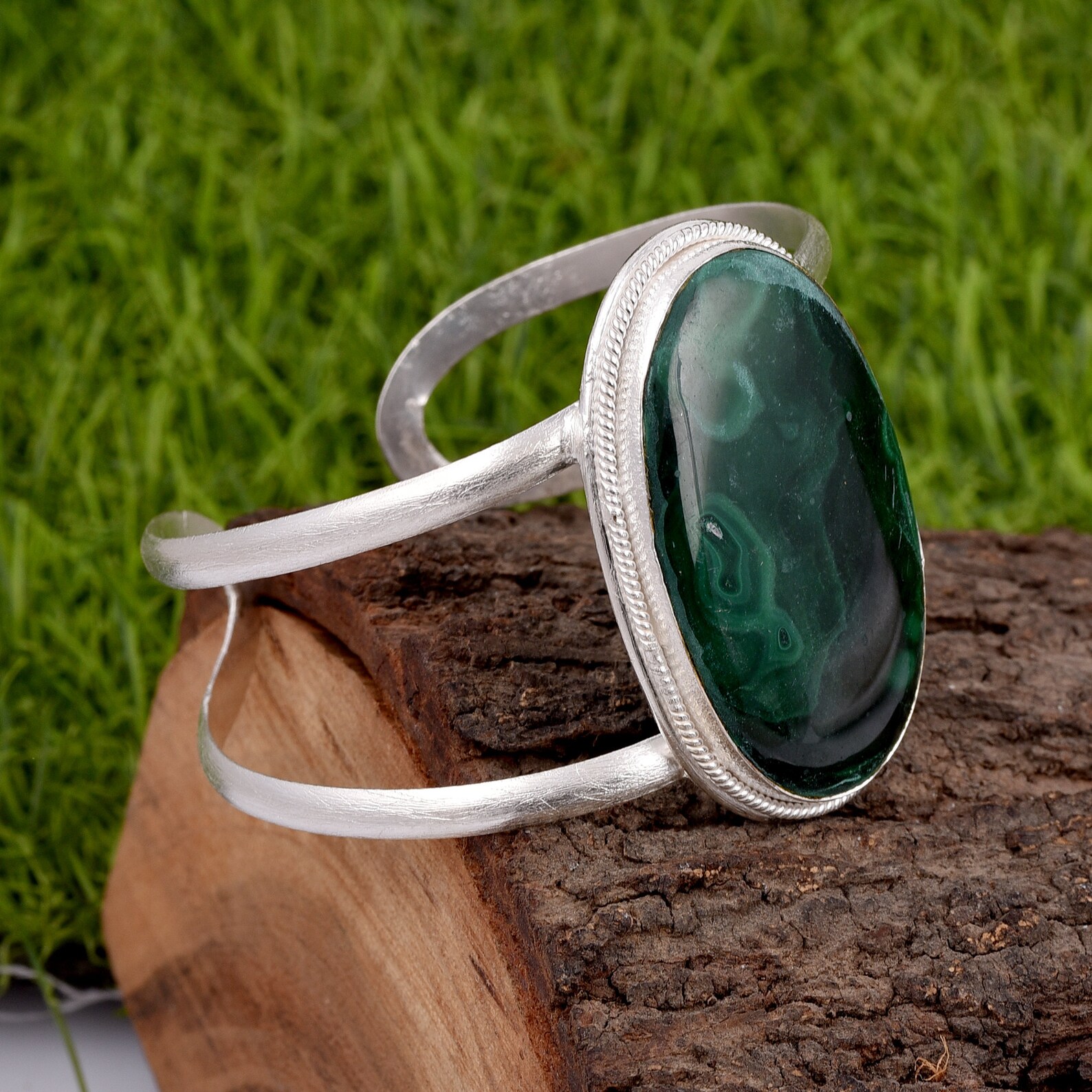 Gorgeous MALACHITE Adjustable Bracelet/cuff Bangle; Sterling Silver ...