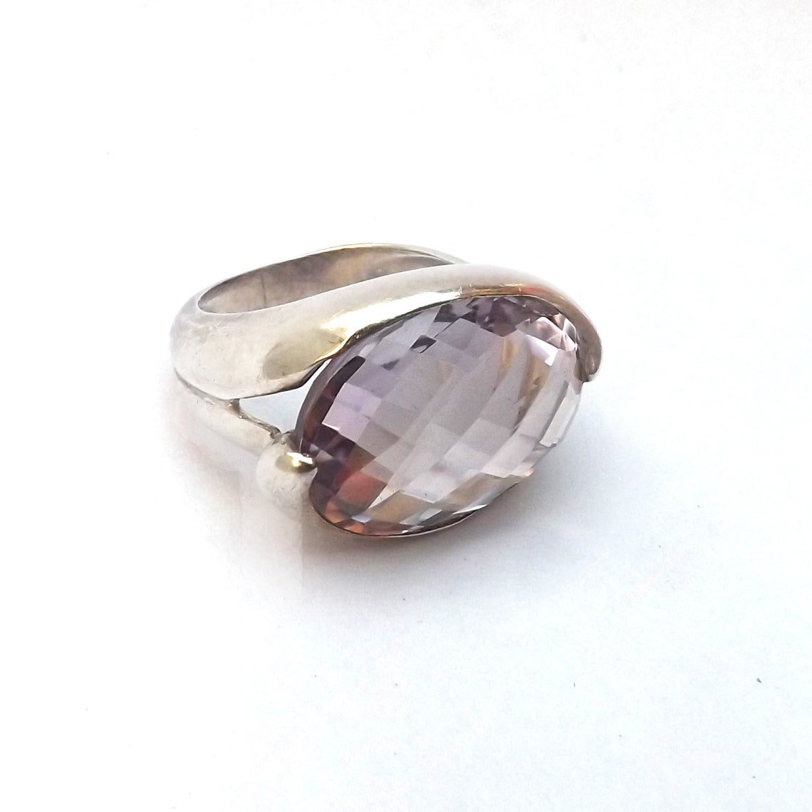 Natural Pink Amethyst Ring - Pink Amethyst Sterling Silver Ring - Pink ...