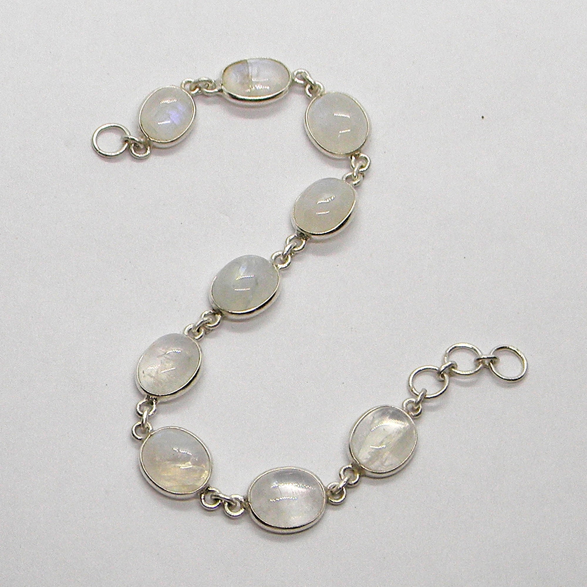 Natural Rainbow Moonstone 925 Sterling Silver Bracelet – Handmade ...