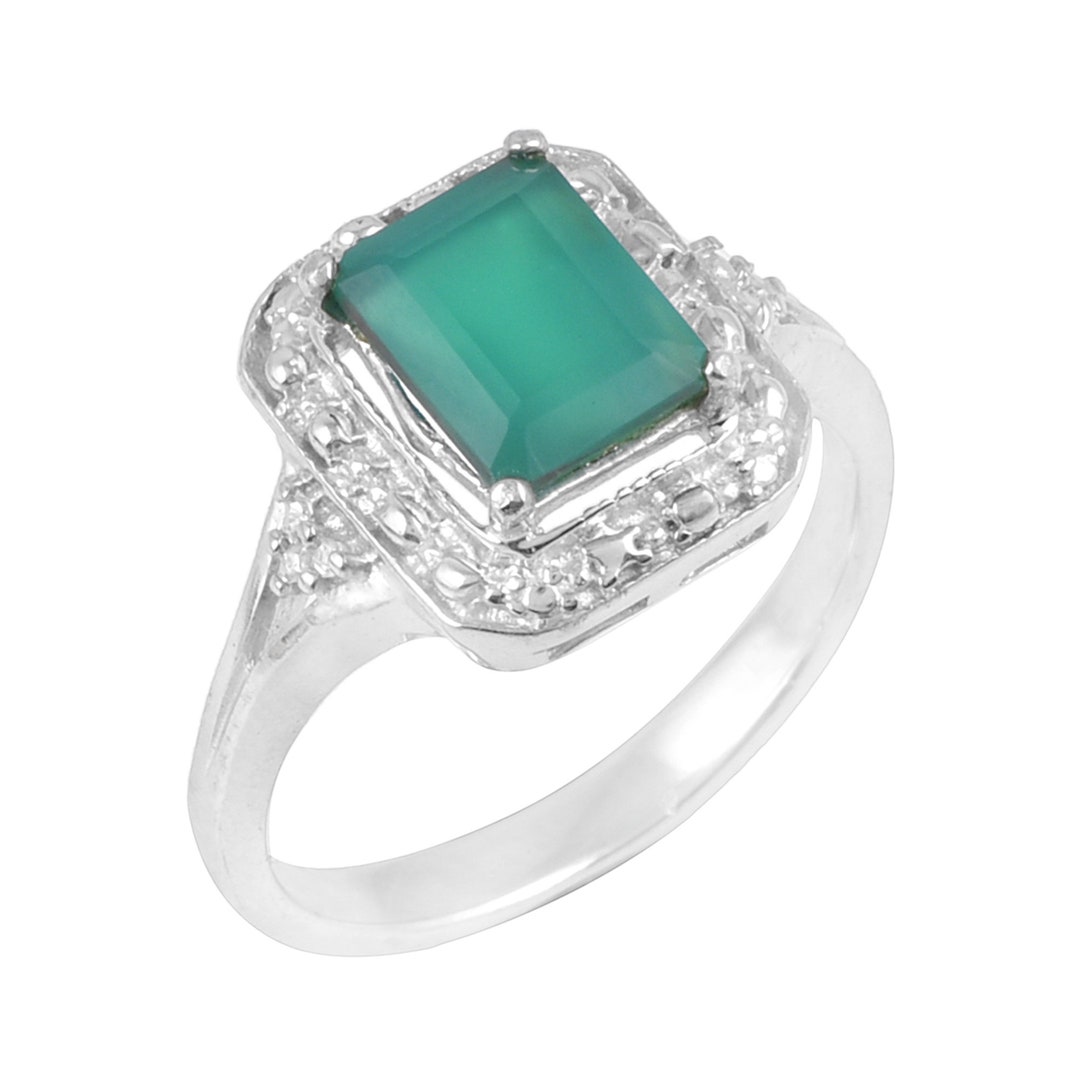 Anillo de esmeralda verde único Joyería de esmeralda de plata esterlina ...