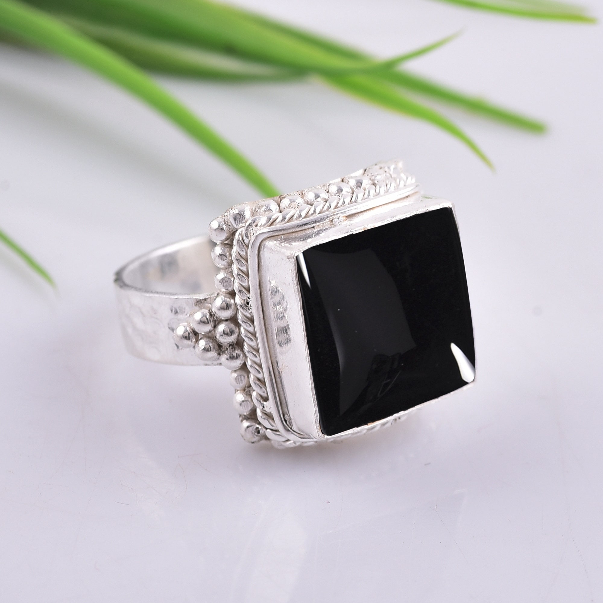 Natural Black Onyx Ring 925 Sterling Silver Rings for Women - Etsy