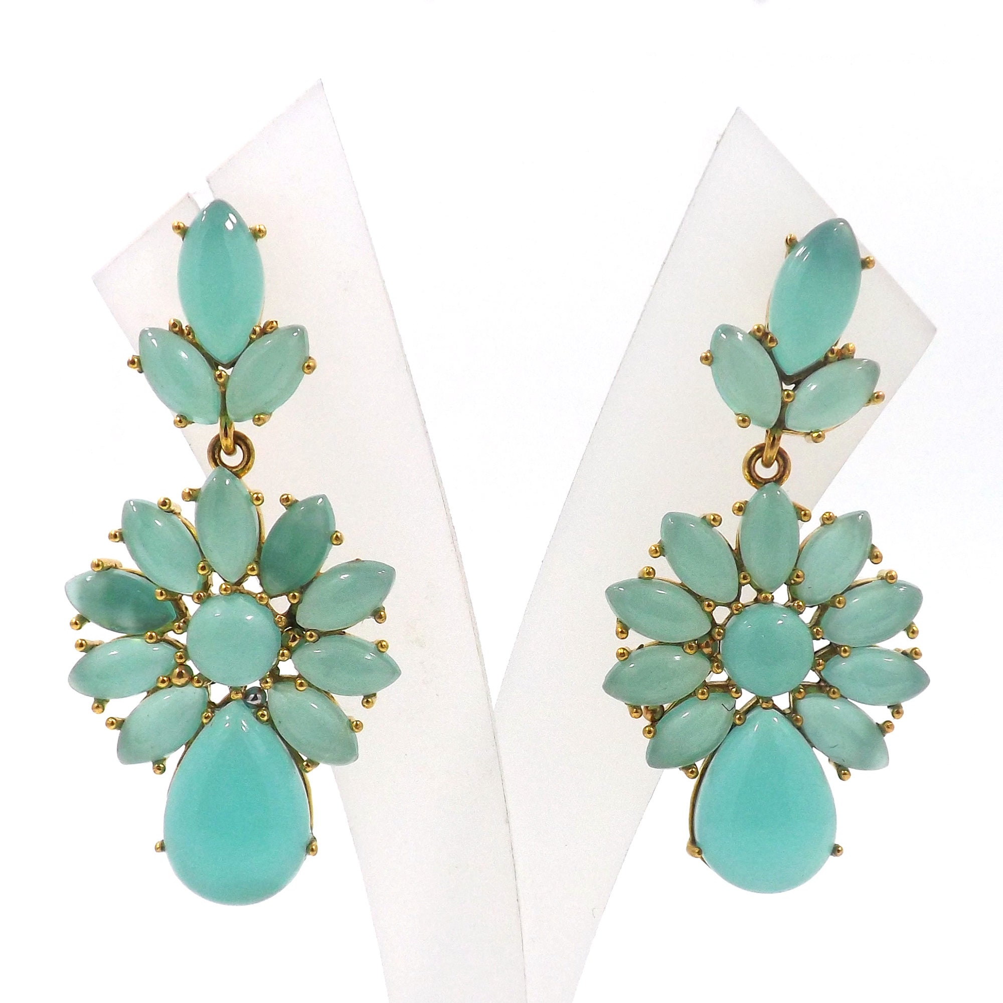 Amazing Beautiful Aqua Chalcedony Gold Plating Earring* 925 Sterling ...