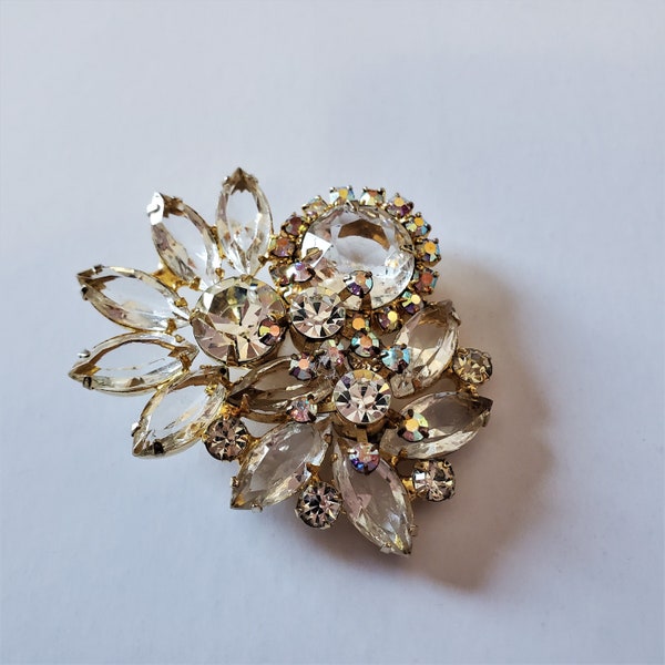 Clear Crystal Brooch - Etsy