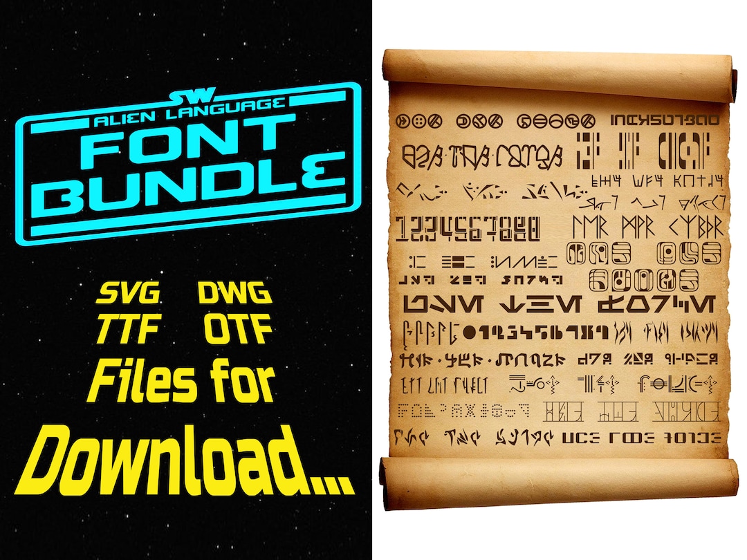 Star Wars Inspired Alien Language Font Bundle Alphabet - Etsy