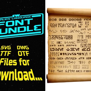 Star Wars Inspired Alien Language Font Bundle Alphabet - Etsy