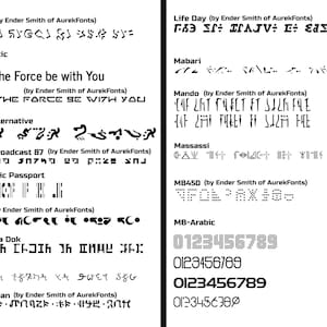 Star Wars Inspired Alien Language Font Bundle, Alphabet, Educational ...