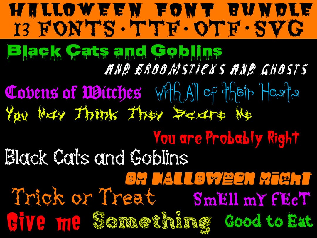 Halloween Font Bundle, SVG, Ttf, Otf, Cricut, Silhouette, Commercial ...
