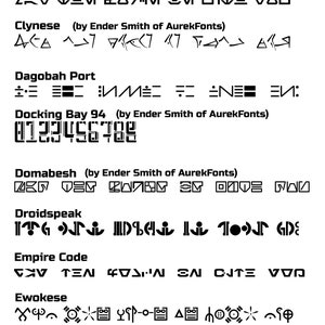 Star Wars Inspired Alien Language Font Bundle Alphabet - Etsy