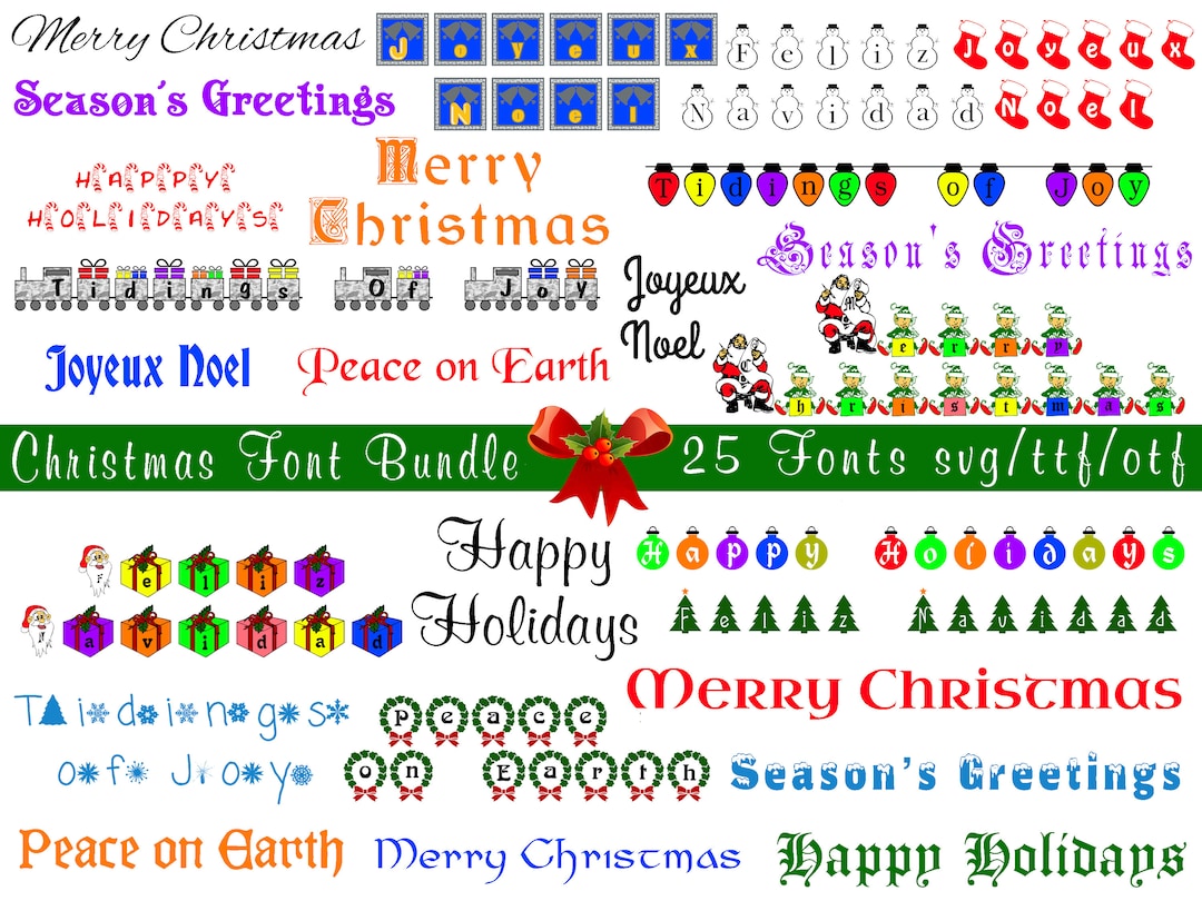 Christmas Font Bundle SVG Ttf Otf Commercial Use Xmas - Etsy