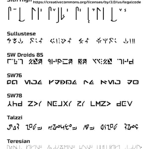 Star Wars Inspired Alien Language Font Bundle Alphabet - Etsy Canada