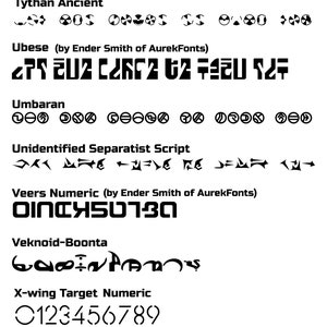 Star Wars Inspired Alien Language Font Bundle Alphabet - Etsy
