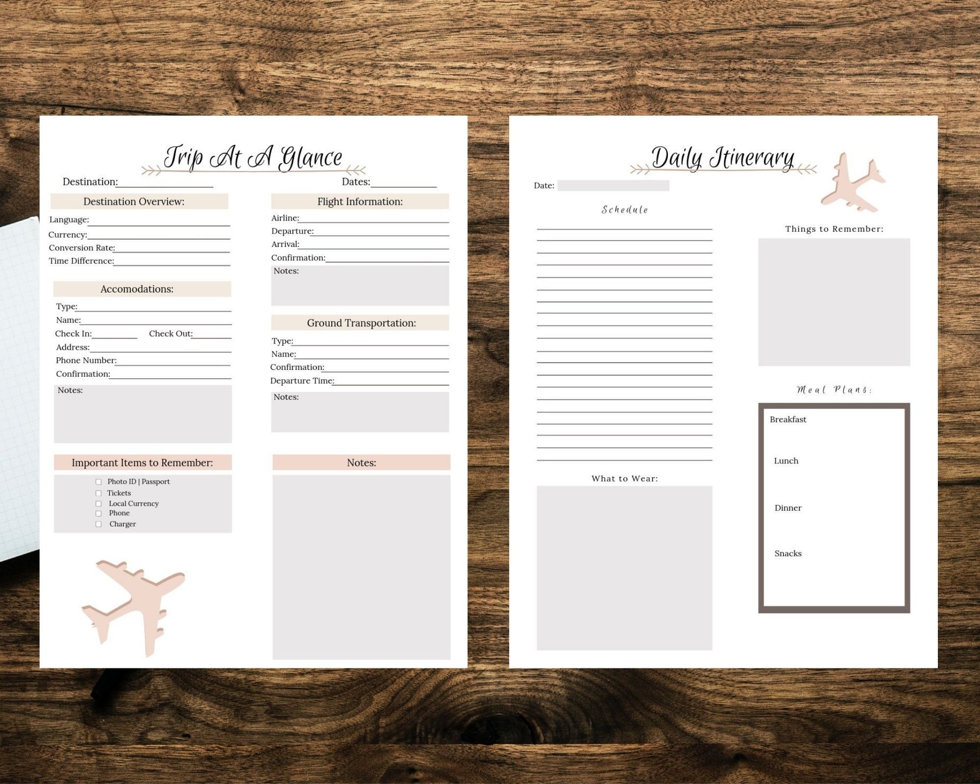 Travel Planning Printable - Etsy