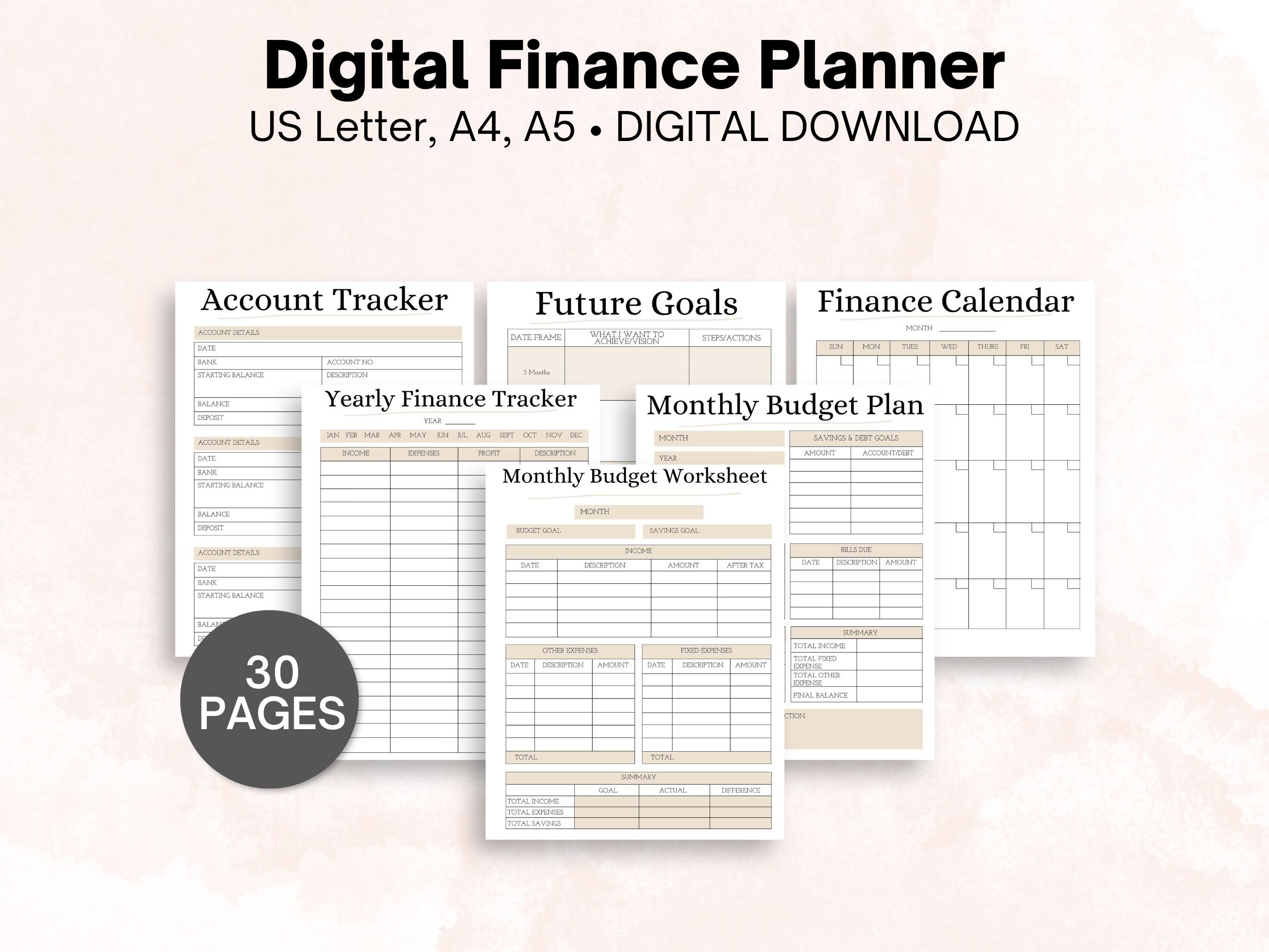 Digital Finance Planner Editable Digital Finance Planner Digital Budget ...