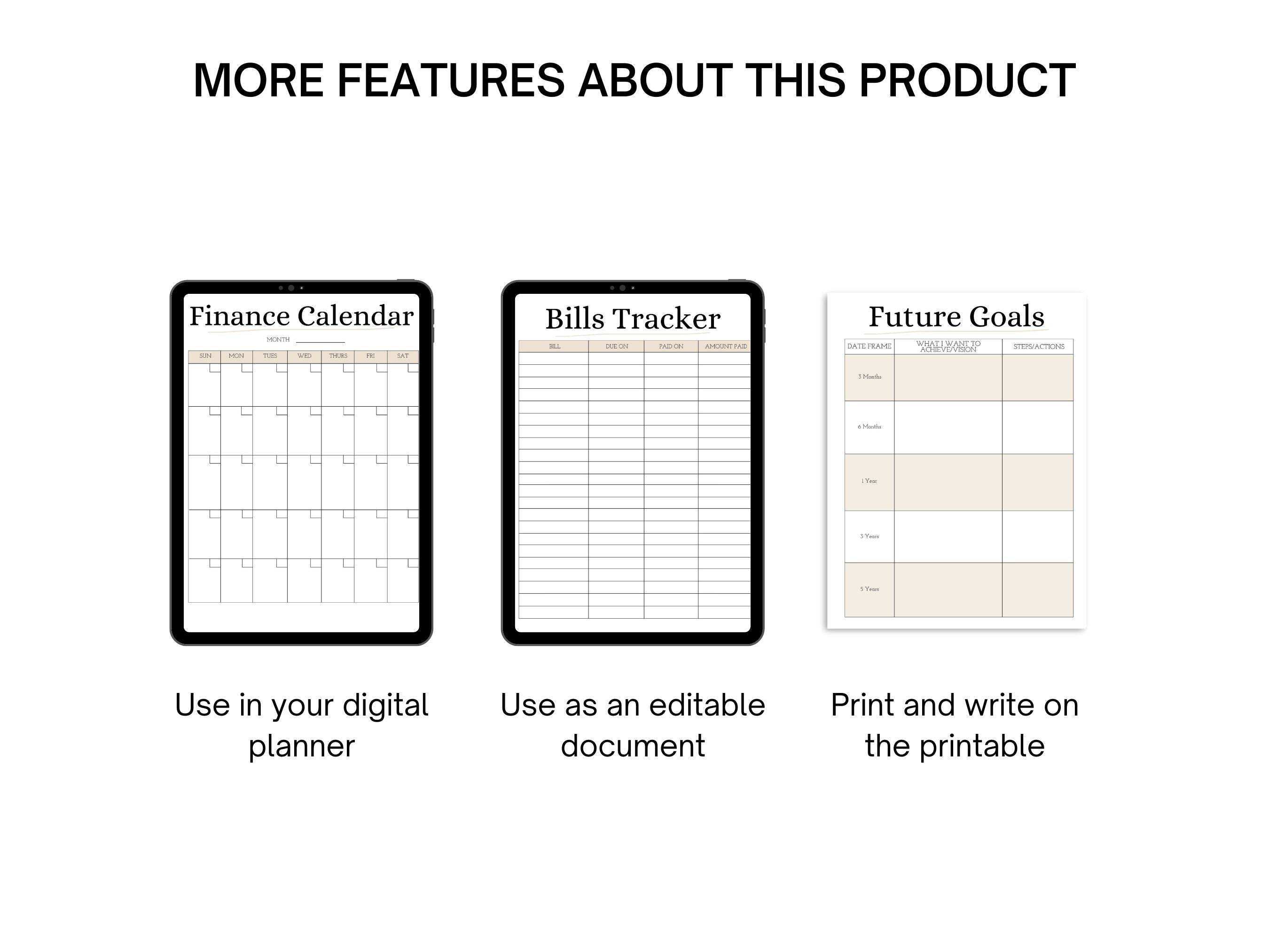 Digital Finance Planner | Editable Digital Finance Planner | Digital ...