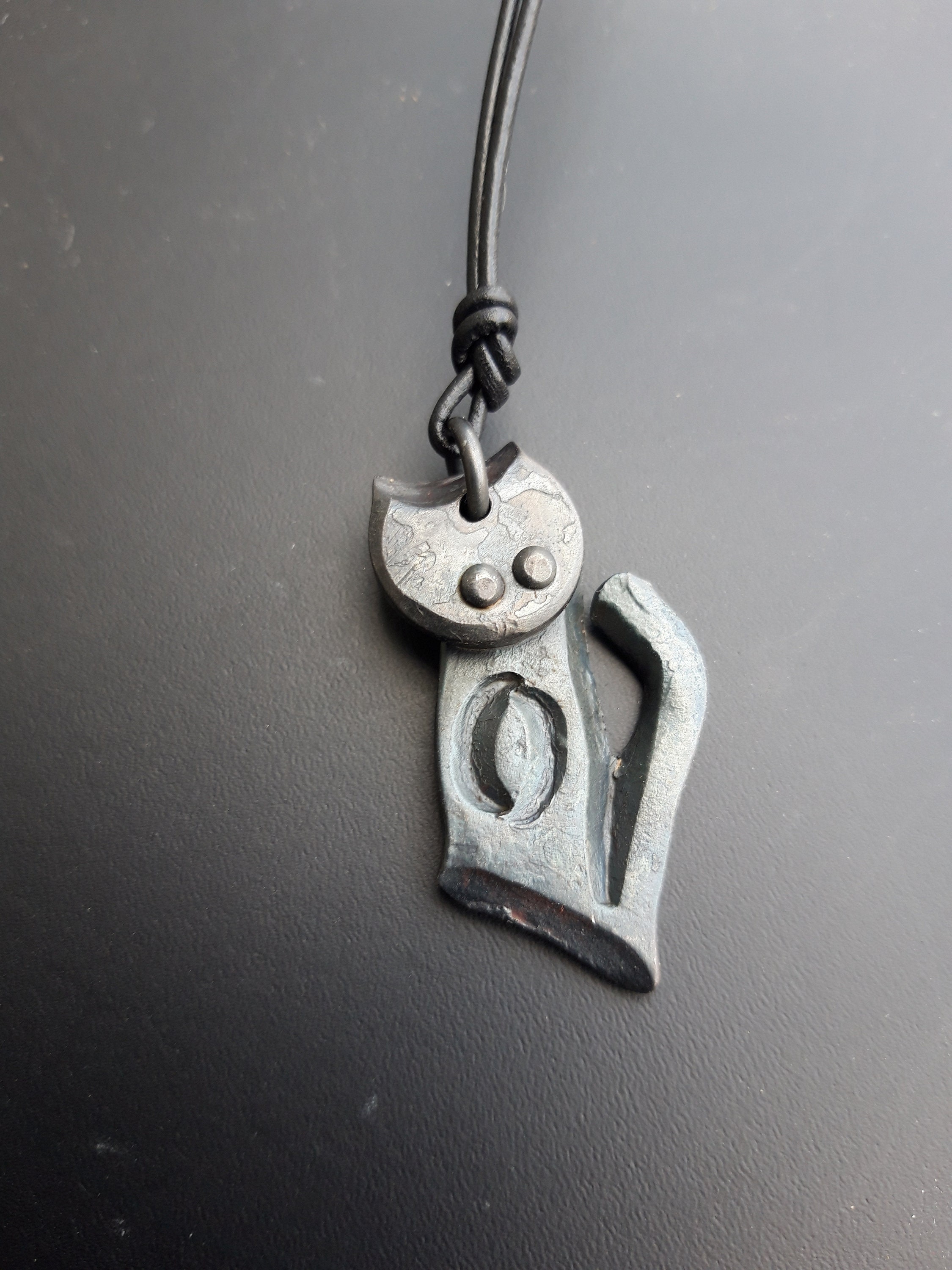 Cat Pendant, Hand Forged Iron - Etsy