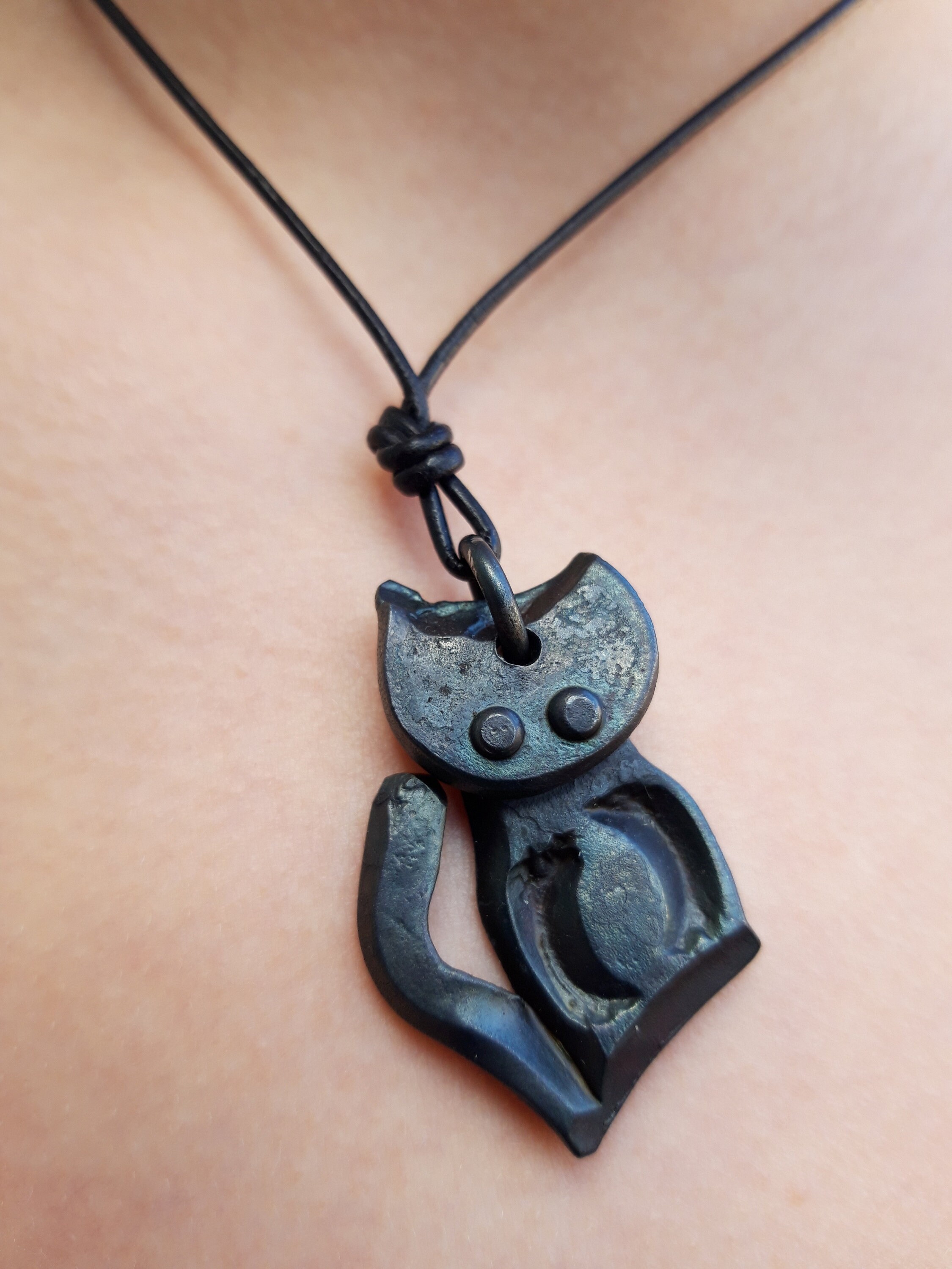 Cat Pendant, Hand Forged Iron - Etsy