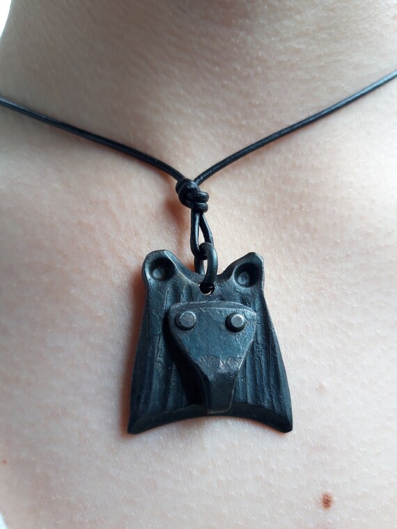 Bear Pendant Hand Forged Iron | Etsy