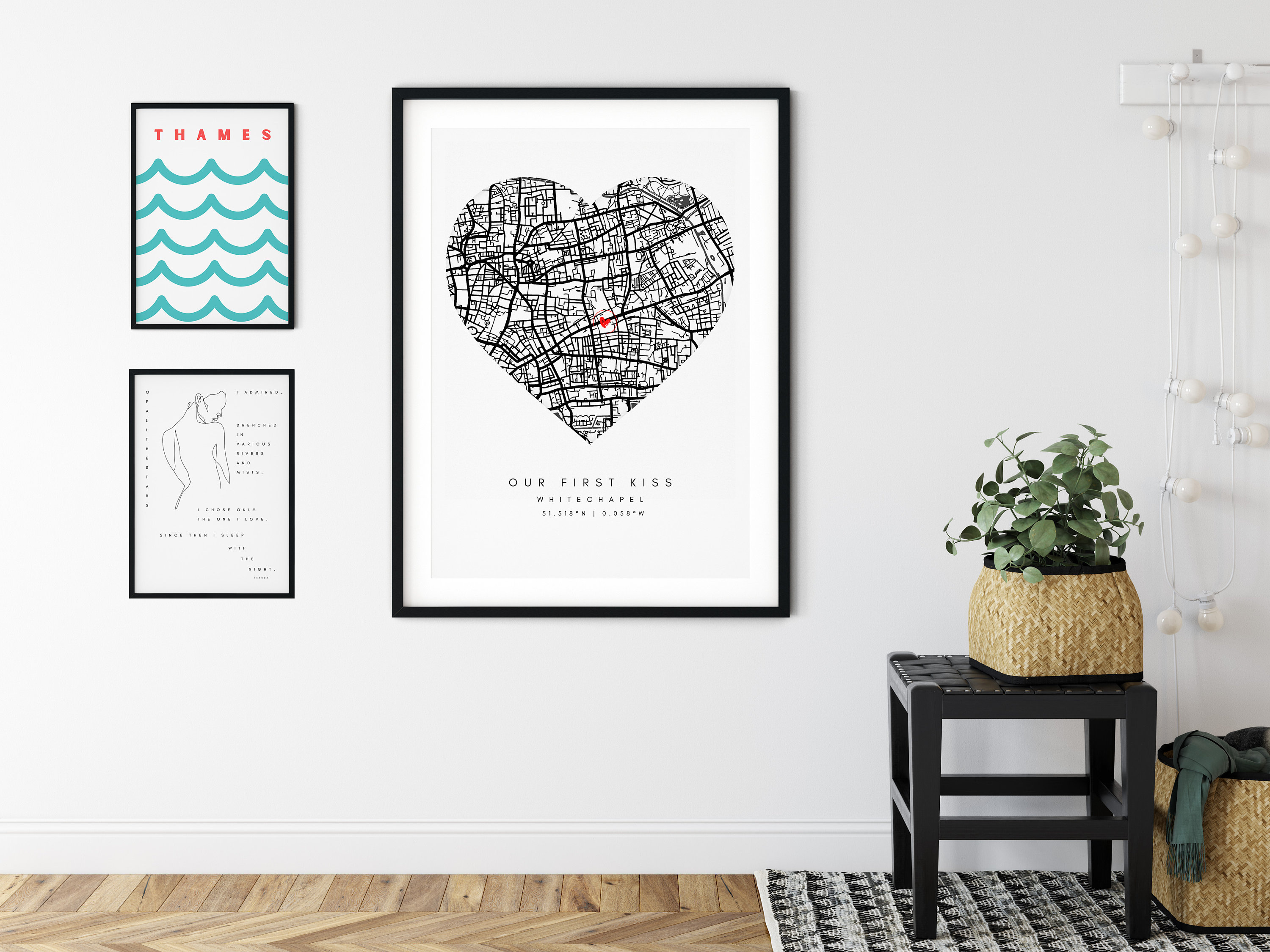 Custom Heart Map Print First Kiss Mappersonalised - Etsy