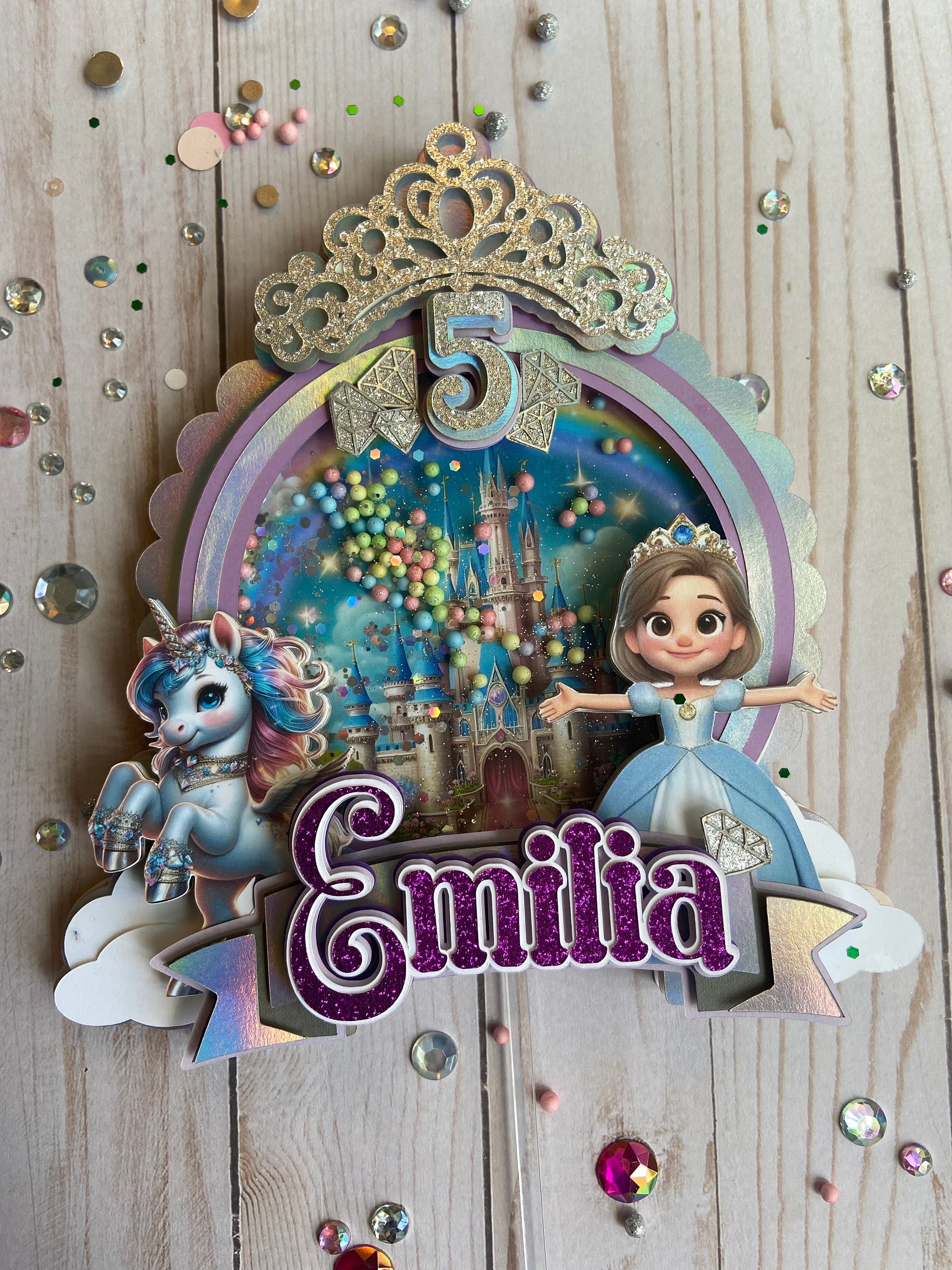 3D Caketopper With Shaker / Personalized Caketopper | Princess Birthday ...