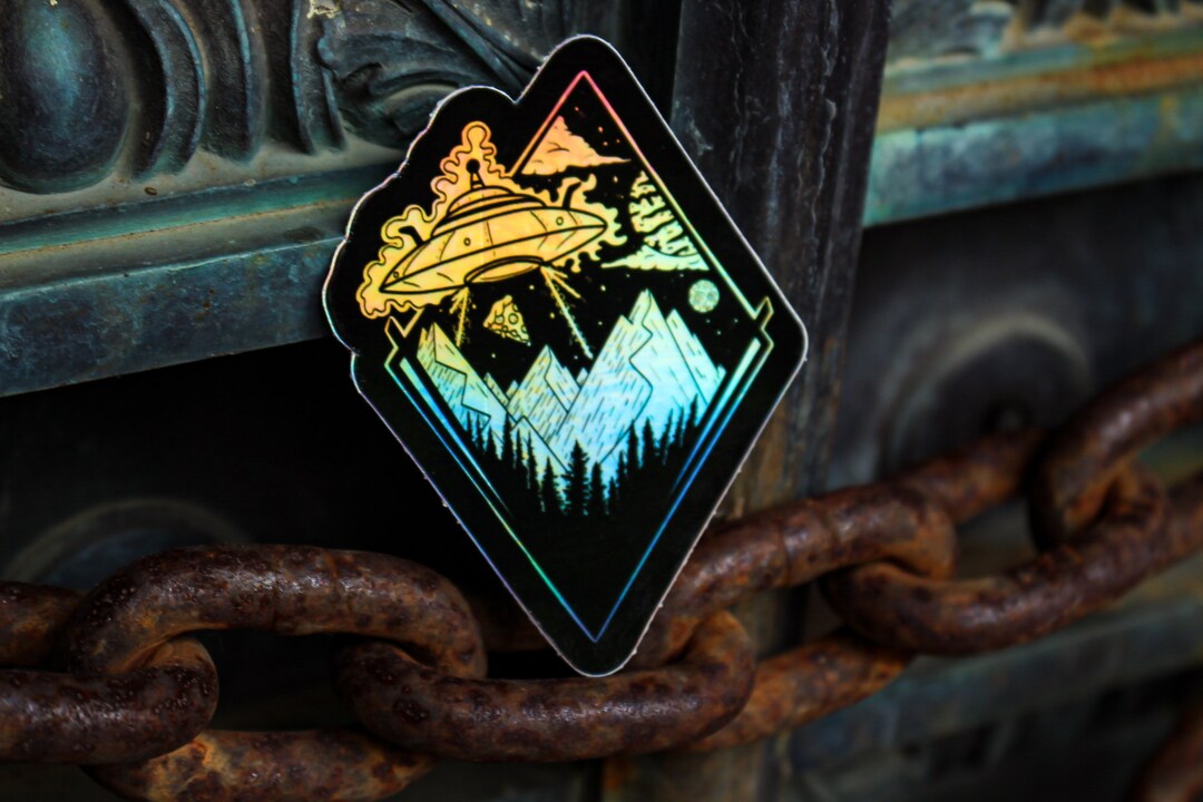 Alien Spaceship Holographic Sticker. Alien Sticker. Spaceship - Etsy