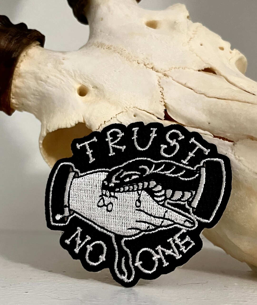 Trust No One. Snake Hand. Tattoo Patch. Handshake. Snake Patch. Iron on ...