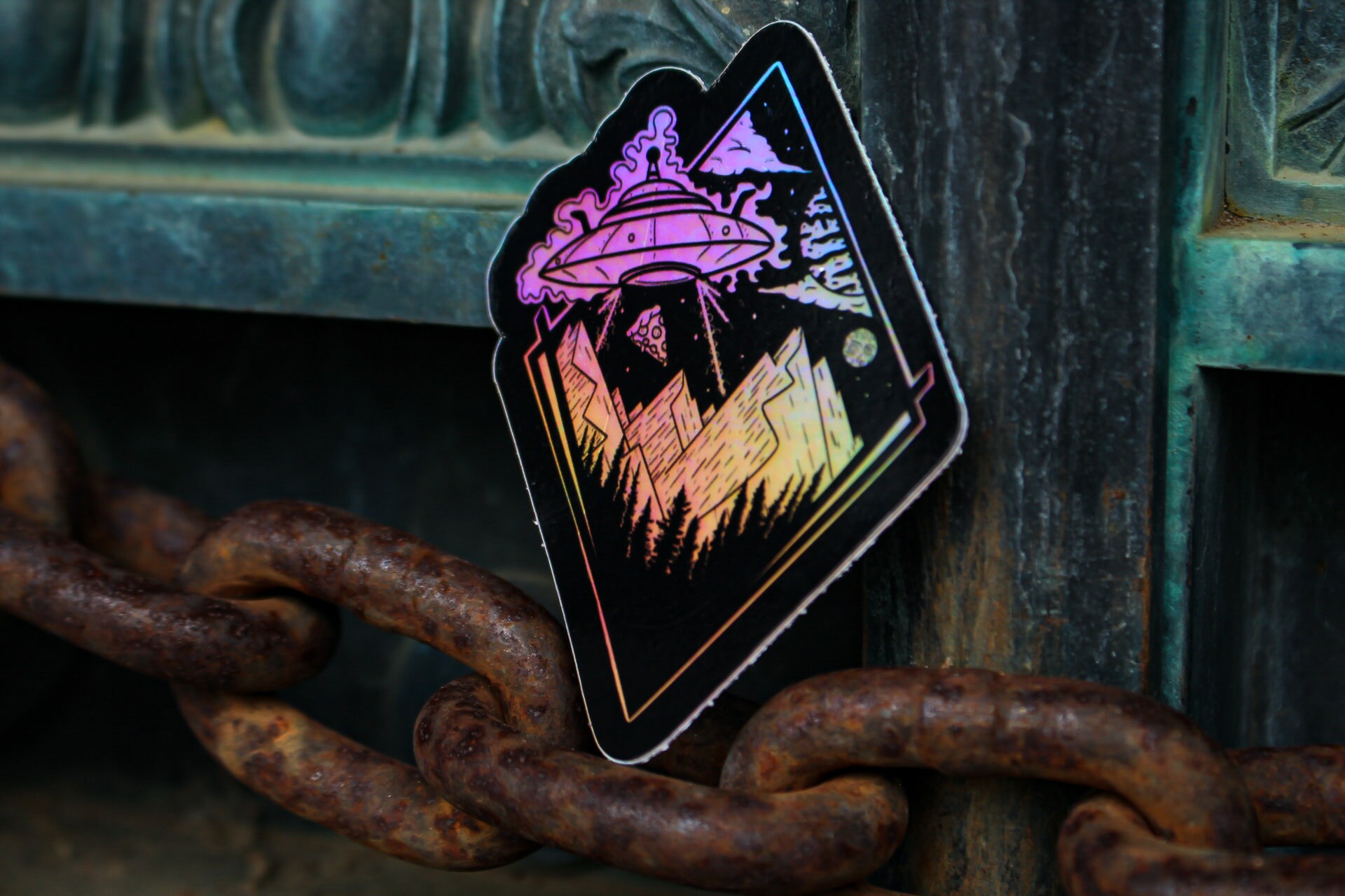 Alien Spaceship Holographic Sticker. Alien Sticker. Spaceship - Etsy