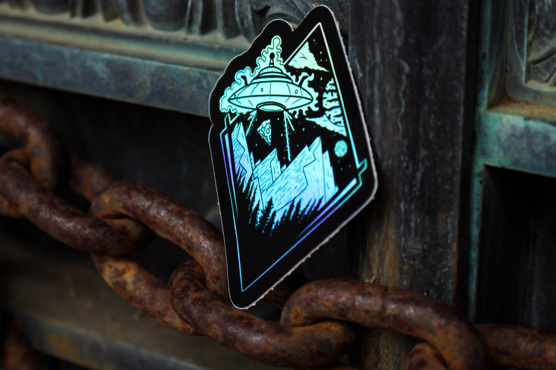 Alien Spaceship Holographic Sticker. Alien Sticker. Spaceship - Etsy