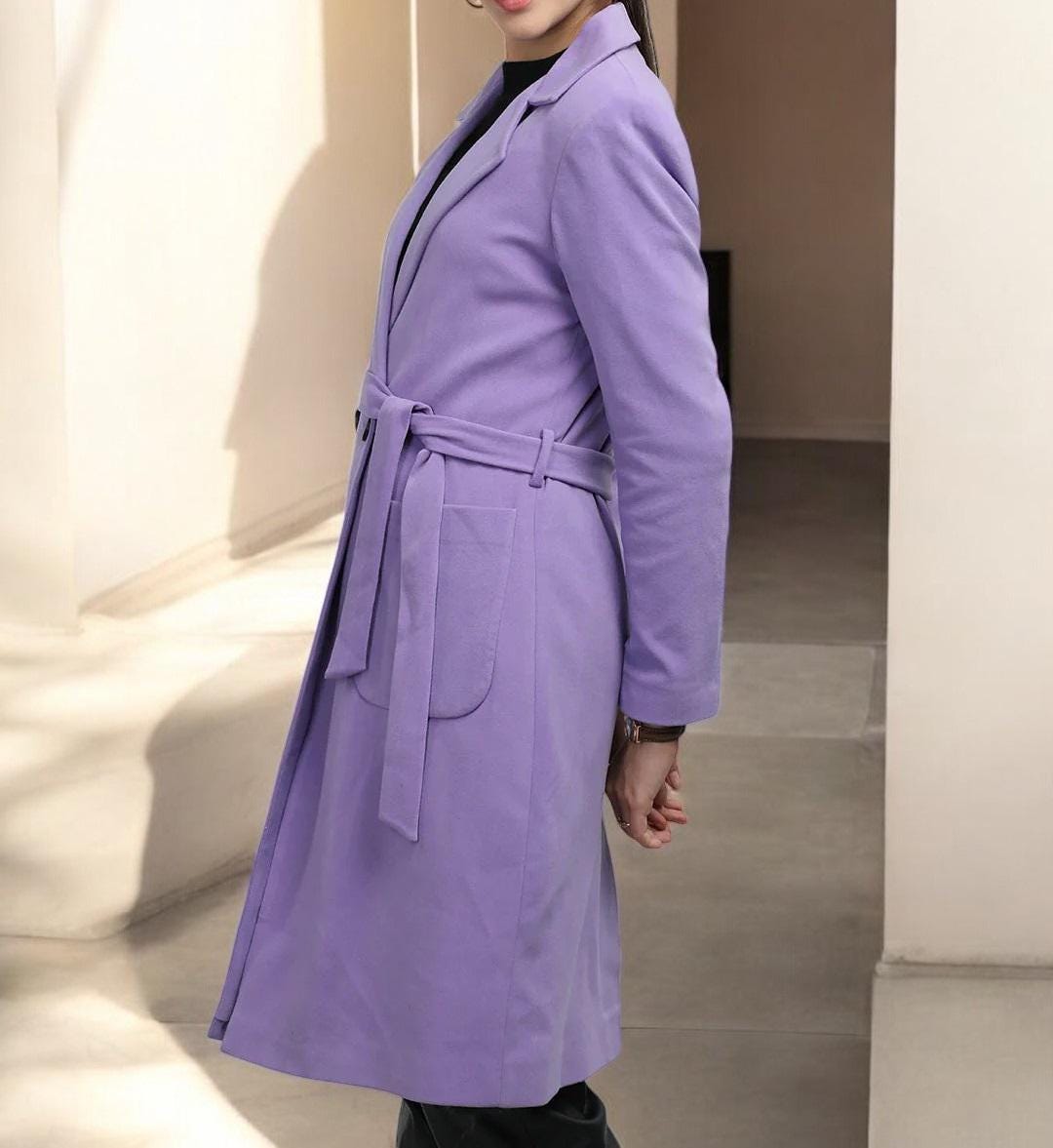 Purple Princess Velvet Coat, Fit and Flare Swing Coat, Stylish Long ...
